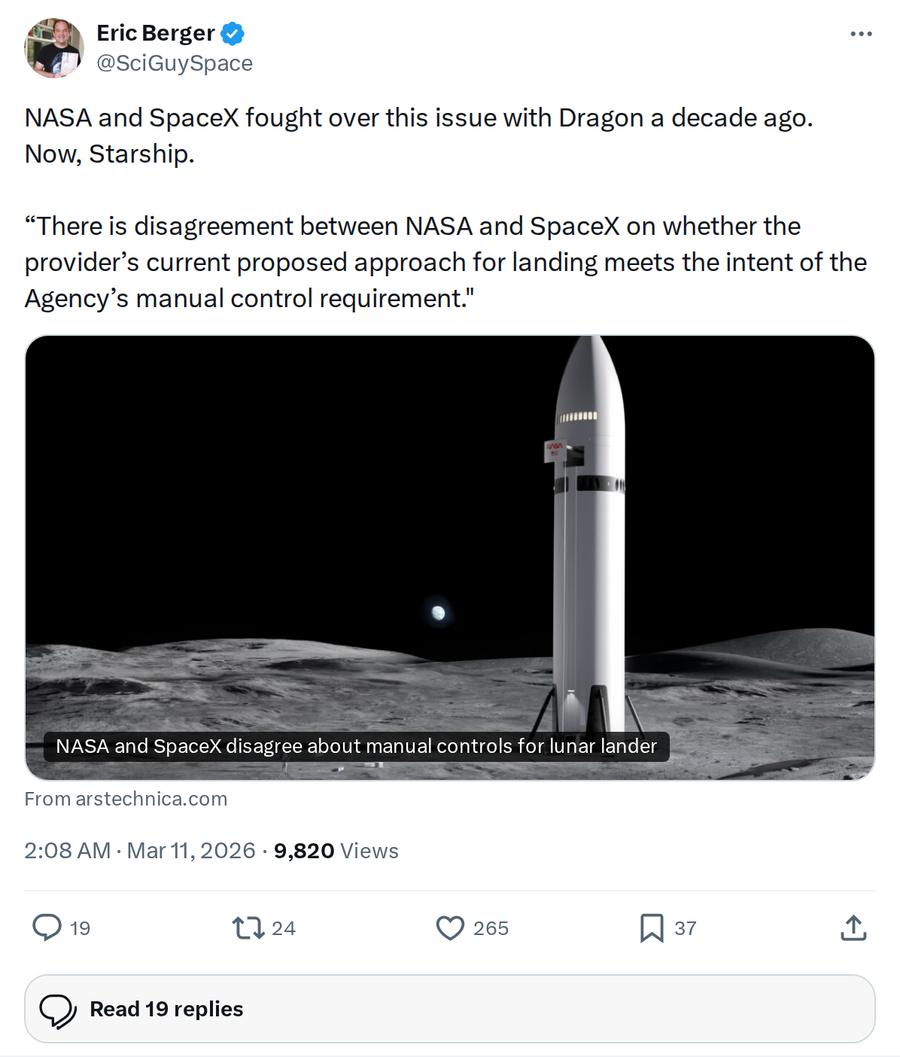 NASA vs SpaceX: Starship Landing Control Dispute Threatens Artemis