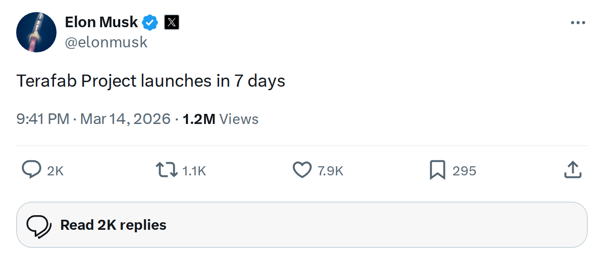 Tesla Terafab Project Launches in 7 Days: What We Know