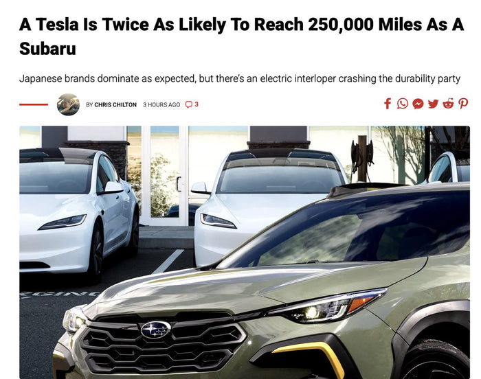 Tesla Outlasts the Competition: Twice as Likely to Hit 250K Miles