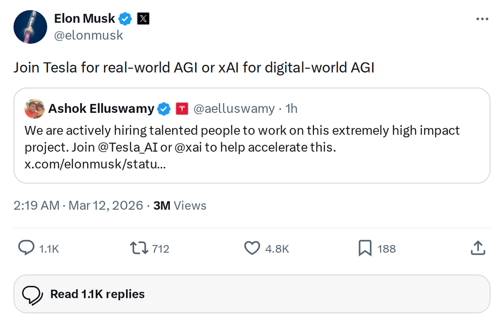 Musk Recruits for AGI at Tesla & xAI: What It Means for Owners